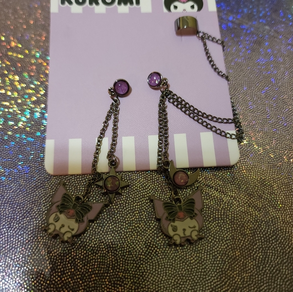 Sanrio | Jewelry | Kuromi Crystal Ball Drape Opal Earrings Cuff | Poshmark